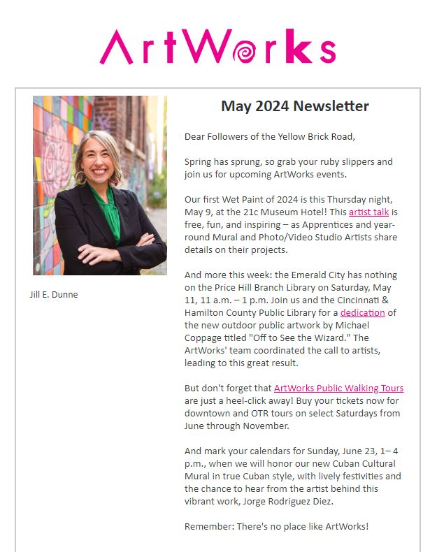 May 2024 Newsletter | ArtWorks Cincinnati